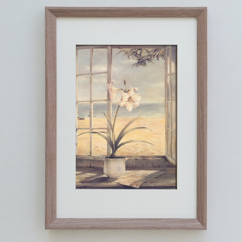 Large solid wood picture frame hanging on the wall